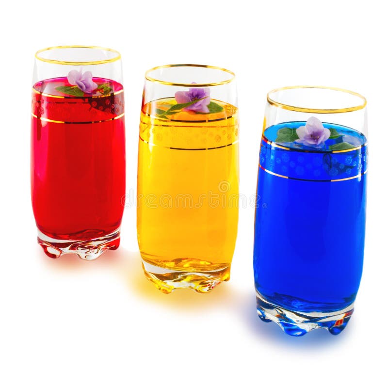 Drink Three Colors and Flowers, the Triad of Red, Yellow and Blu Stock ...