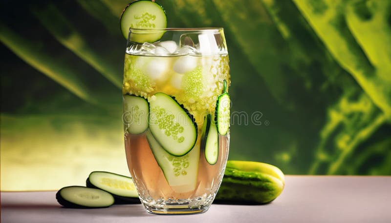 Drink water with cucumbers stock illustration. Illustration of bottle ...