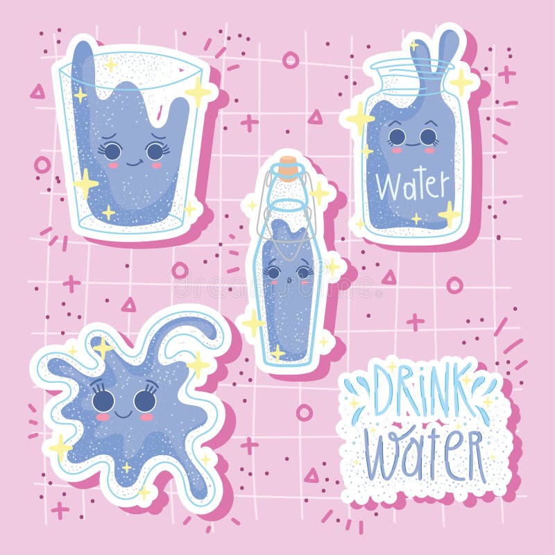 Drink water cute stock vector. Illustration of cute - 220868625