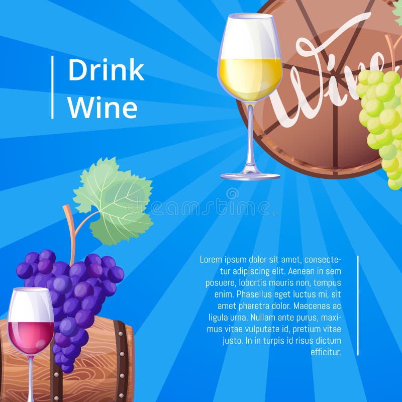 Drink Wine Poster with Text Vector Illustration Stock Vector ...
