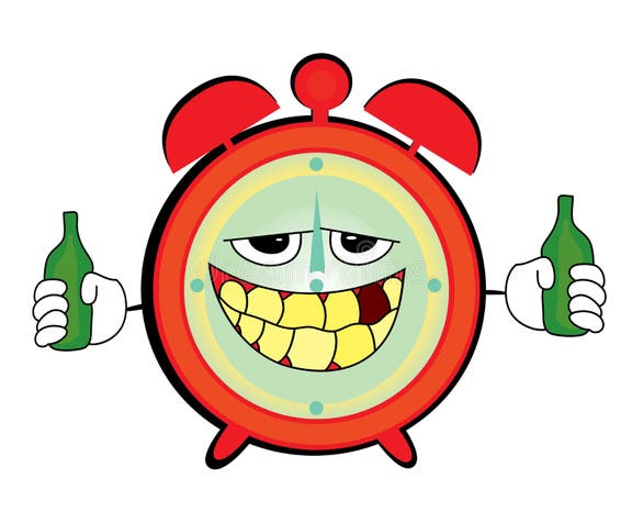 Drinking Alarm Clock Cartoon Stock Illustration - Illustration of ...