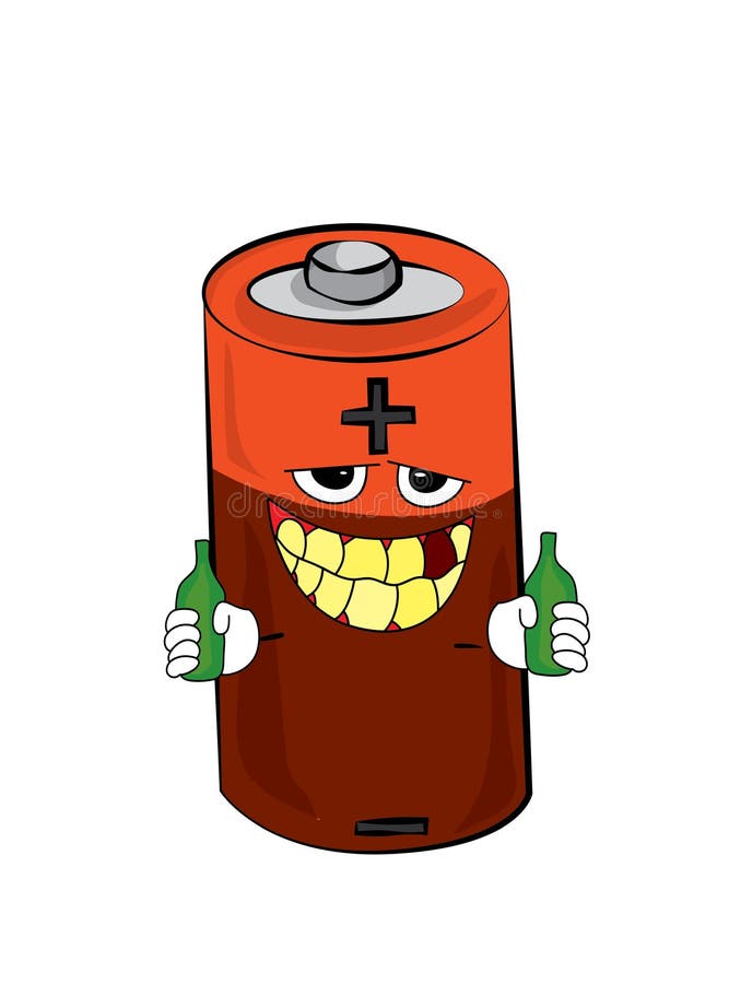 Sad battery cartoon stock illustration. Illustration of sadness - 48600824