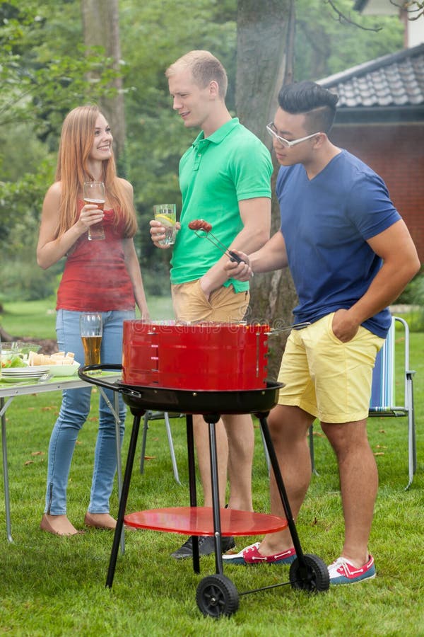 Drinking Beer on Barbeque Party Stock Image - Image of barbecue ...