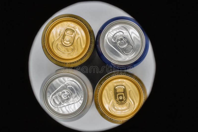 Drinking Cans Closeup View from Above Stock Image - Image of cold ...