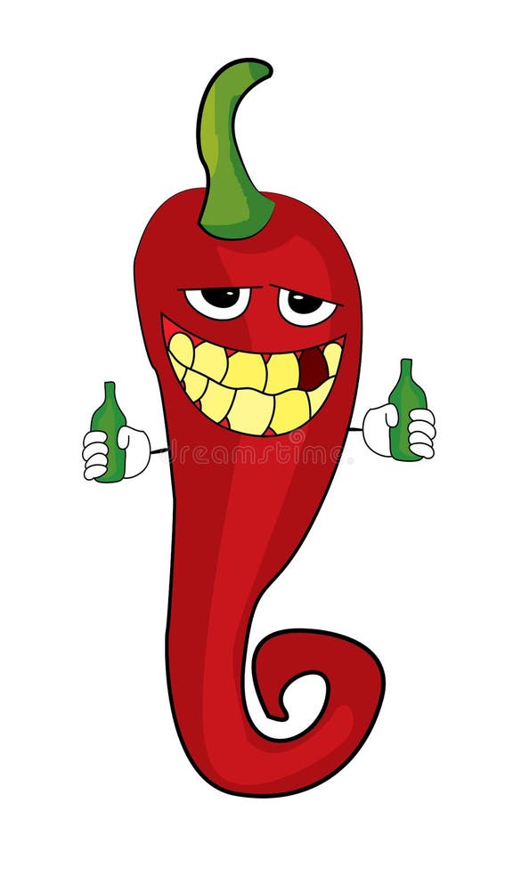 Drinking chilli cartoon stock illustration. Illustration of isolated ...