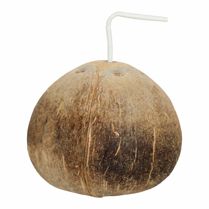 Drinking Coconut with a Straw, Tropical Organic Drink, Coco Fruit Milk ...