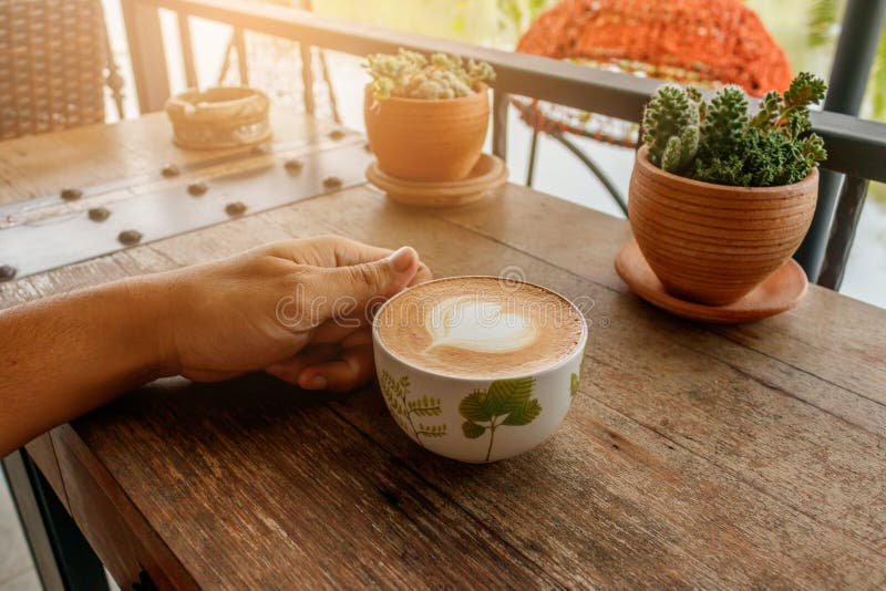 Drinking Coffee in Nature Style Cafe Stock Photo - Image of caffeine ...