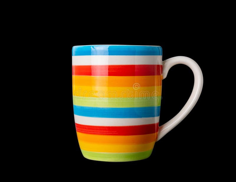 Drinking Cup Multicolor Color, Isolated on Black Background with ...