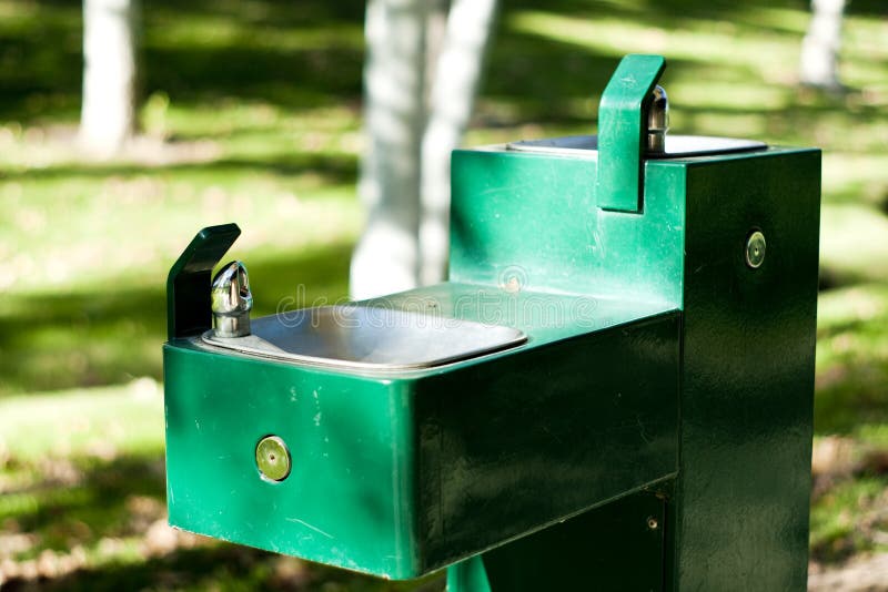 Drinking Fountains in Park Close Up Stock Photo - Image of pure, faucet ...