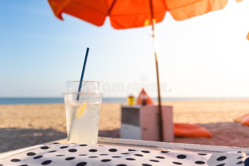 Drinking Fresh Soda on the Beach in the Summer. Stock Photo - Image of ...