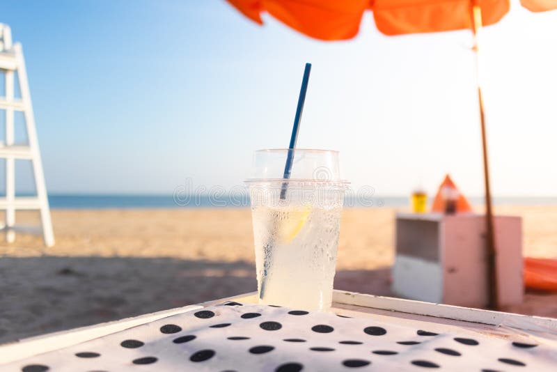 Drinking Fresh Soda on the Beach in the Summer. Stock Photo - Image of ...