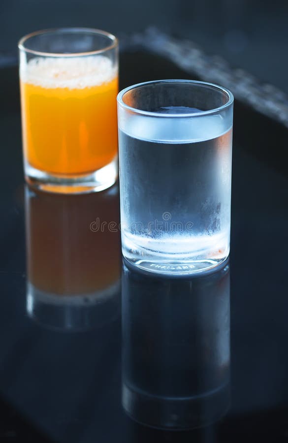 Drinking Glasses and Orange Juice Glasses for Breakfast Stock Image ...