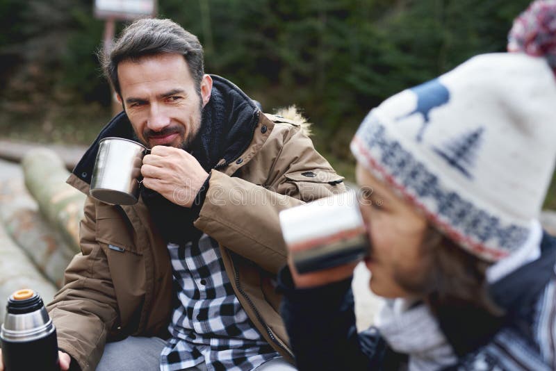 Taking a sip of hot tea stock photo. Image of father - 162949538