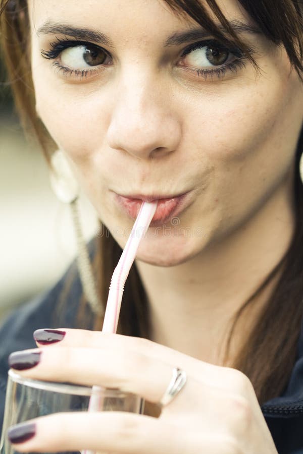 Drinking juice stock image. Image of drinking, femme, depressed - 4899847