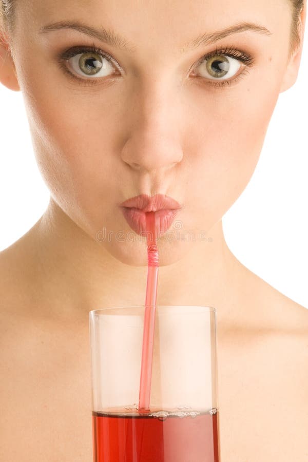Drinking Juice. Front View, Close-up Stock Image - Image of refreshment ...