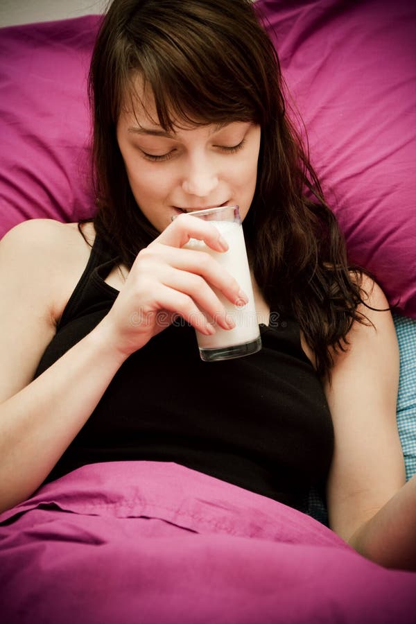 Little Girl Drinking Her Milk Stock Image - Image of table, people ...