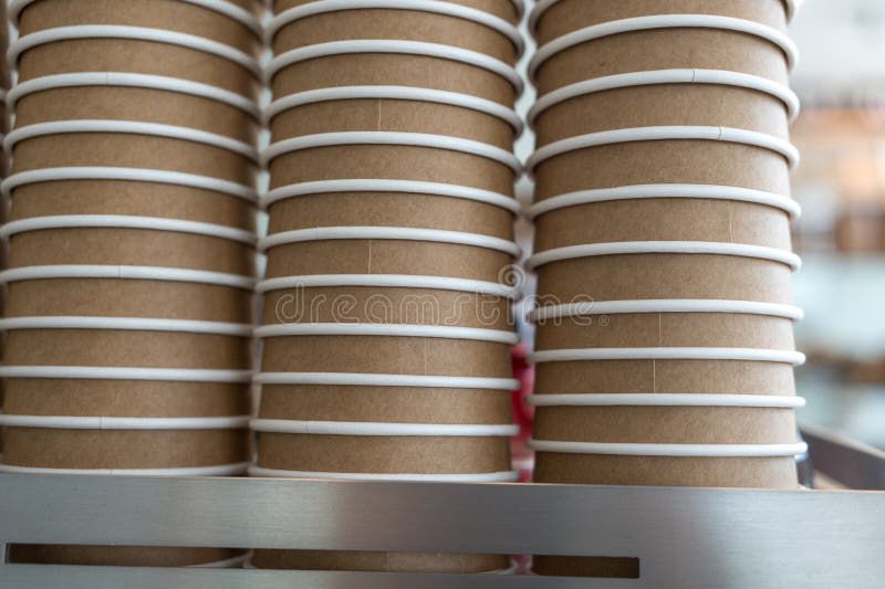 Drinking Paper Coffee Cups in Piles Stack of Disposable Coffee Cup in ...