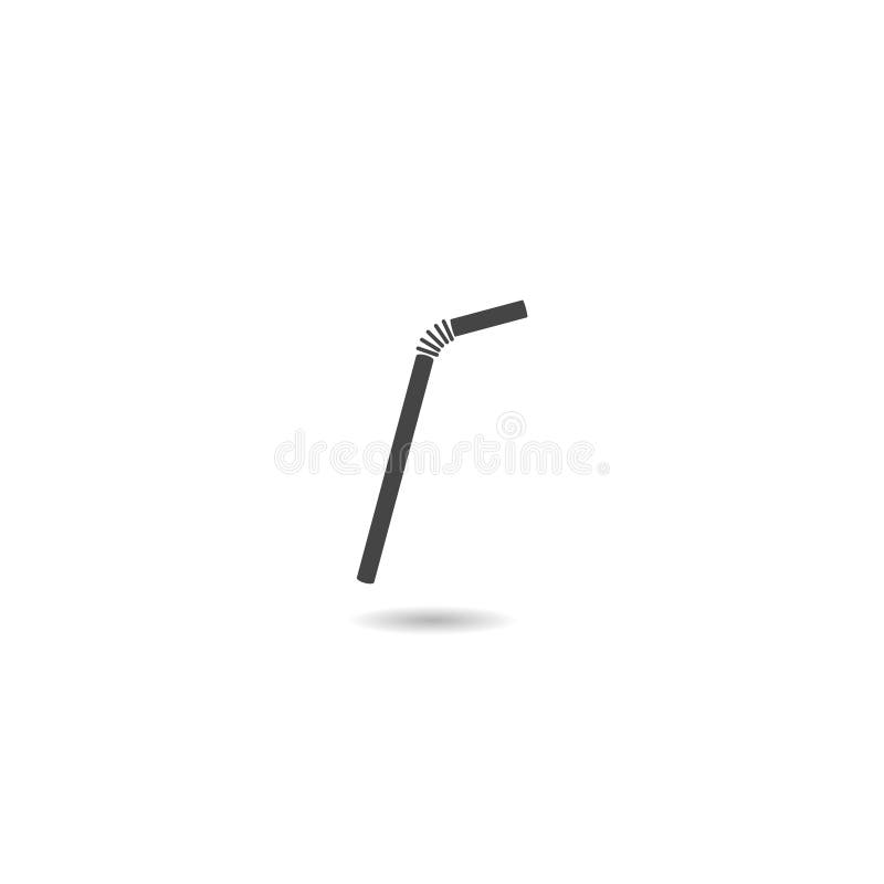 Drinking Plastic Straw Icon with Shadow Stock Vector - Illustration of ...