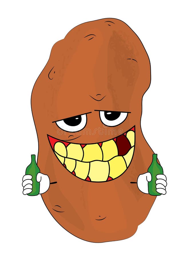 Drinking potato cartoon stock illustration. Illustration of potato ...