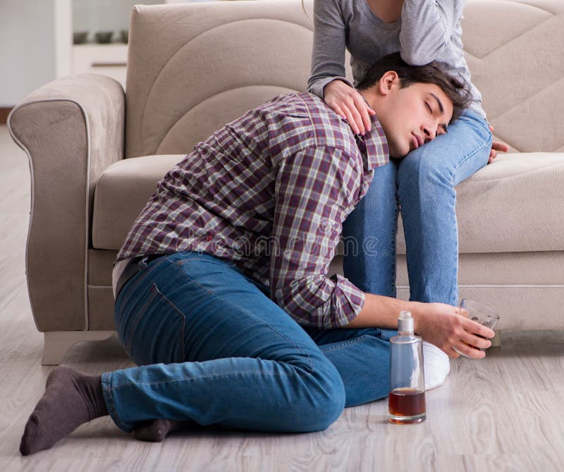 Drinking Problem Drunk Husband Man in a Young Family Concept Stock ...