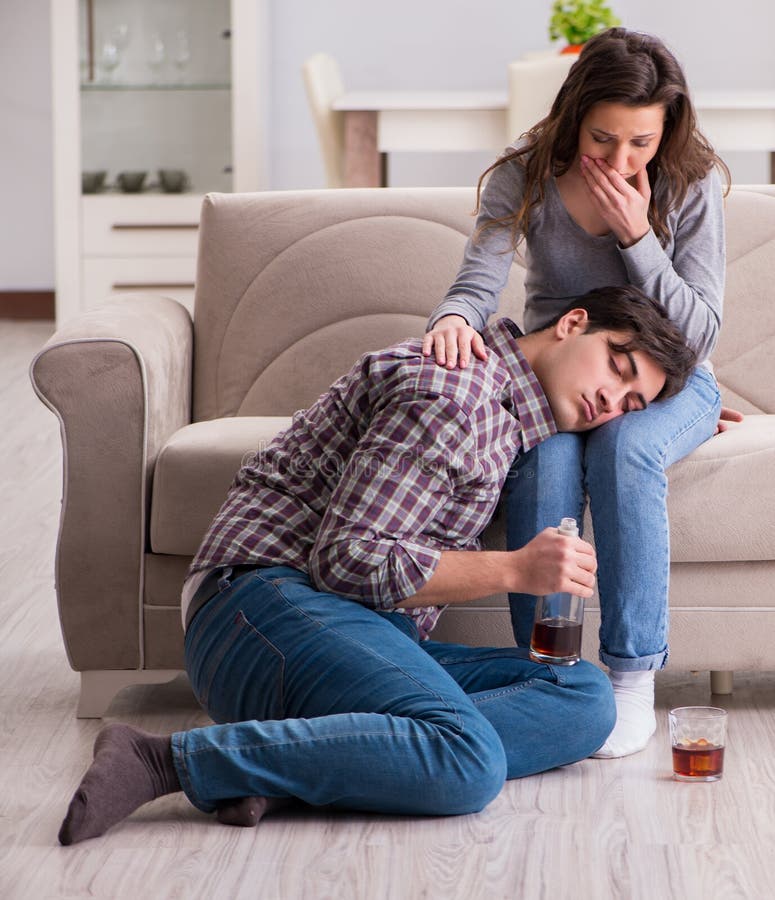 Drinking Problem Drunk Husband Man in a Young Family Concept Stock ...