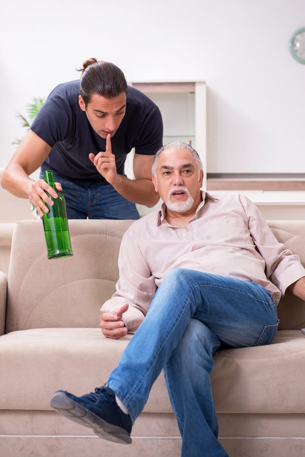 Man with Drinking Problem and the Family Stock Photo - Image of heavy ...