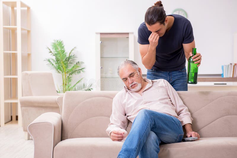 Man with Drinking Problem and the Family Stock Photo - Image of ...