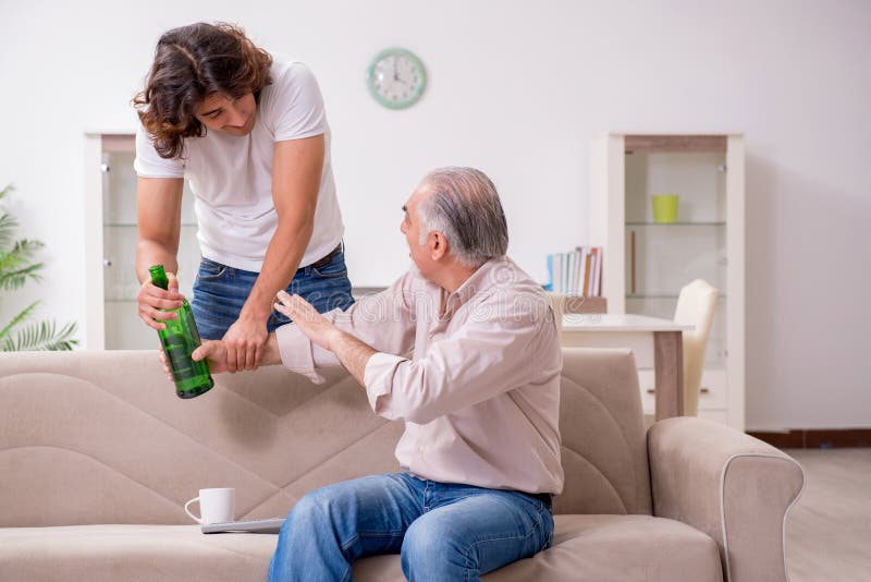 Man with Drinking Problem and the Family Stock Photo - Image of ...