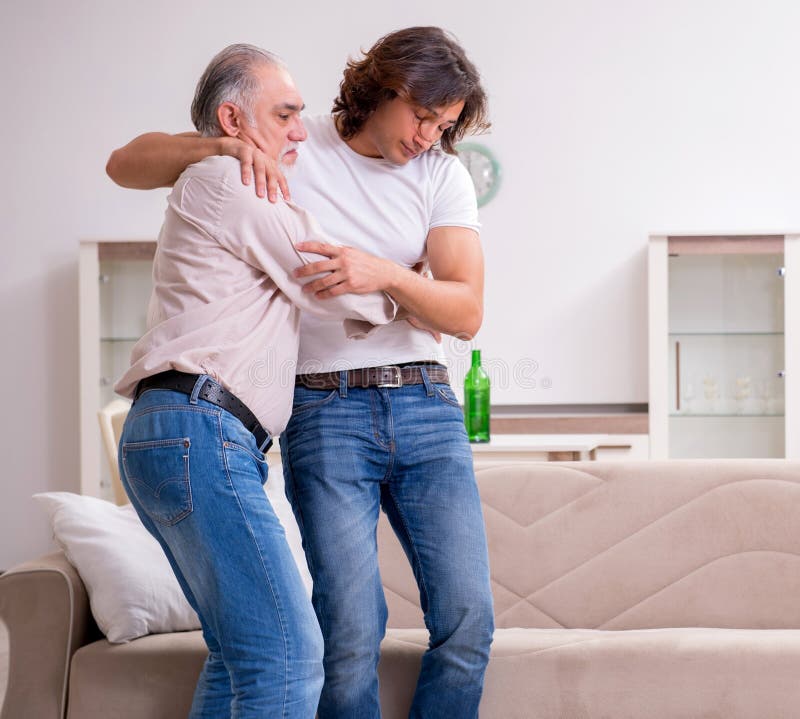 Man with Drinking Problem and the Family Stock Image - Image of ...
