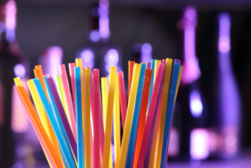 Drinking straws on a bar stock image. Image of alcoholic - 38404611