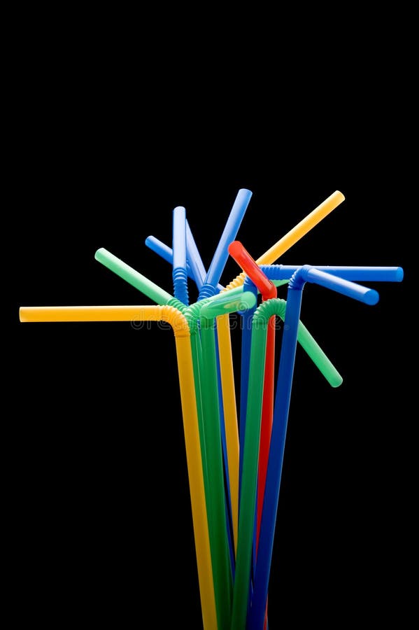 Drinking Straws on Black Macro Stock Photo - Image of stripes, detail ...
