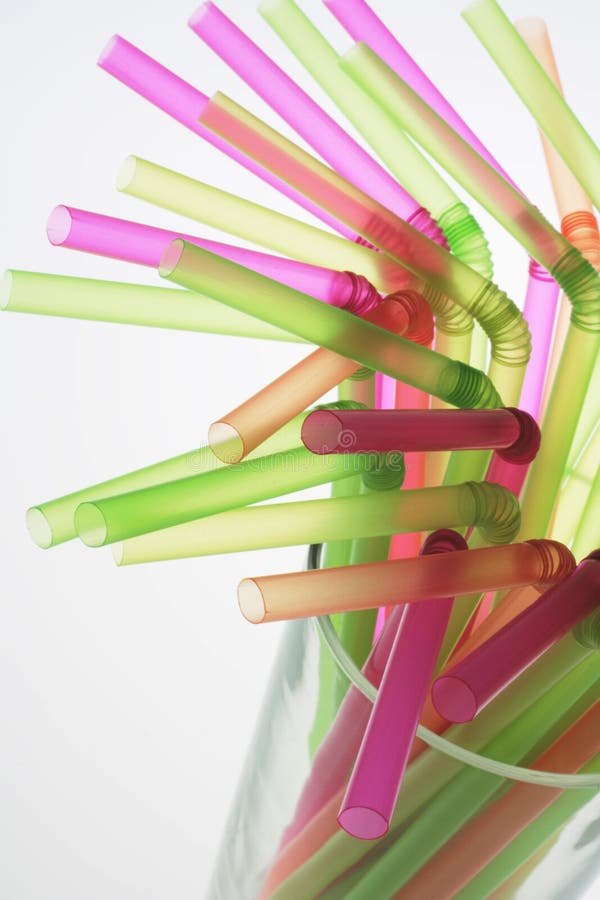 Drinking Straws in Glass stock image. Image of glass - 129384205