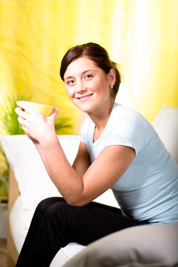 Drinking tea stock image. Image of indoors, domestic - 12429979