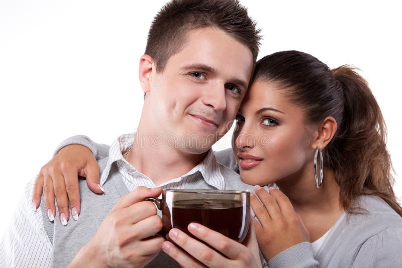 Drinking tea man and woman stock photo. Image of female - 20228974