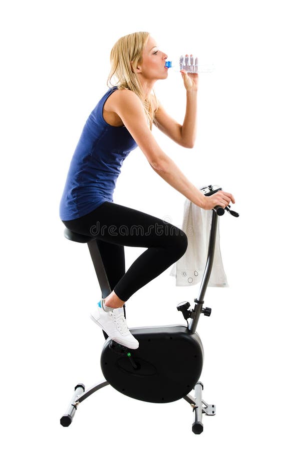 Drinking water on bike stock photo. Image of isolated - 23998142