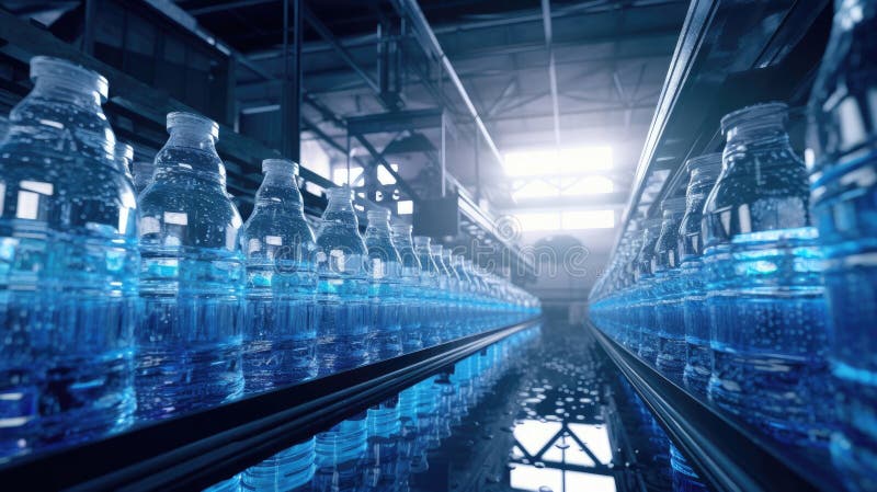 Drinking Water are Bottled in Plastic Bottles in a Clean Factory ...