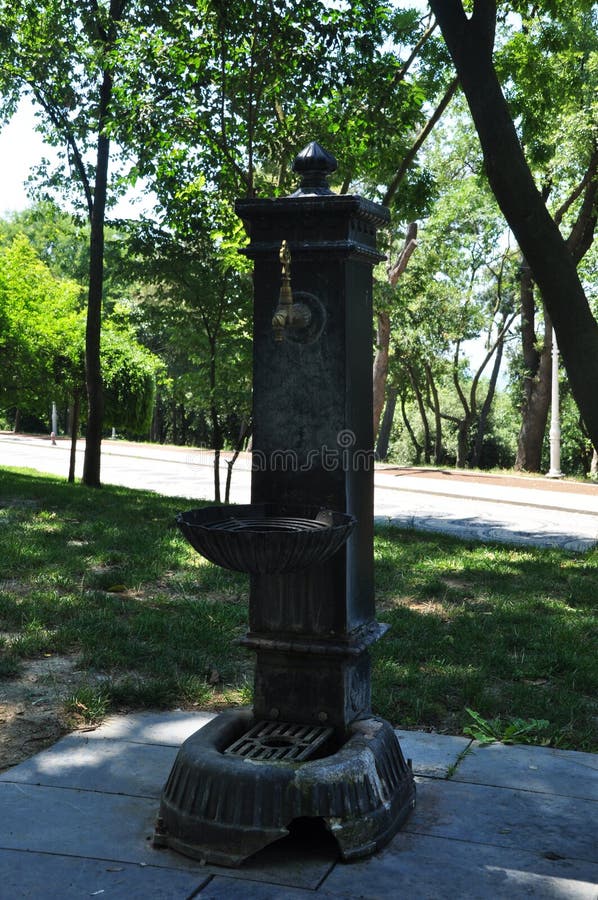 Cast Iron Water Column in the City Park Stock Photo - Image of plant ...