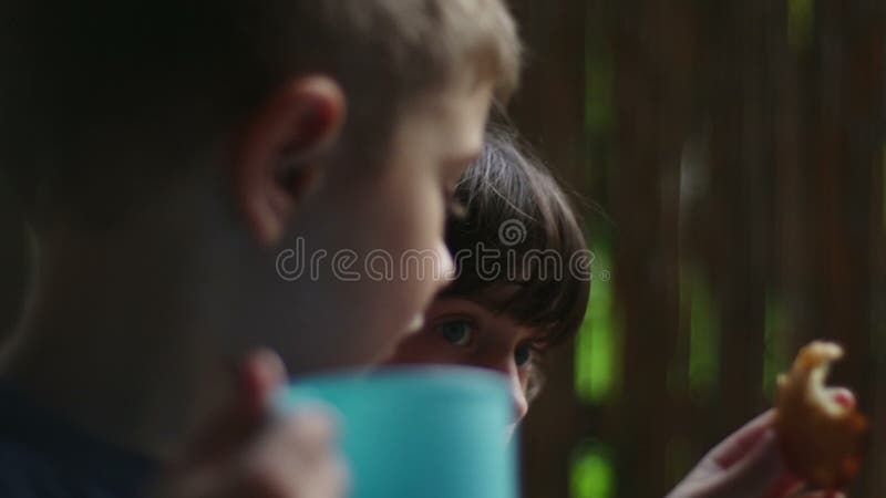 Drinking Water and Eating Boy and a Girl Stock Video - Video of ...