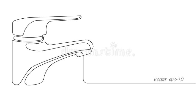 Drinking Water Faucet.Flowing Aqua.Continuous Line Drawing Stock Vector ...