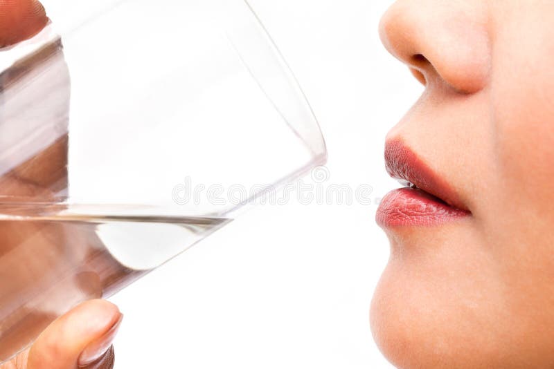Drinking Water, Isolated in White Background Stock Image - Image of ...