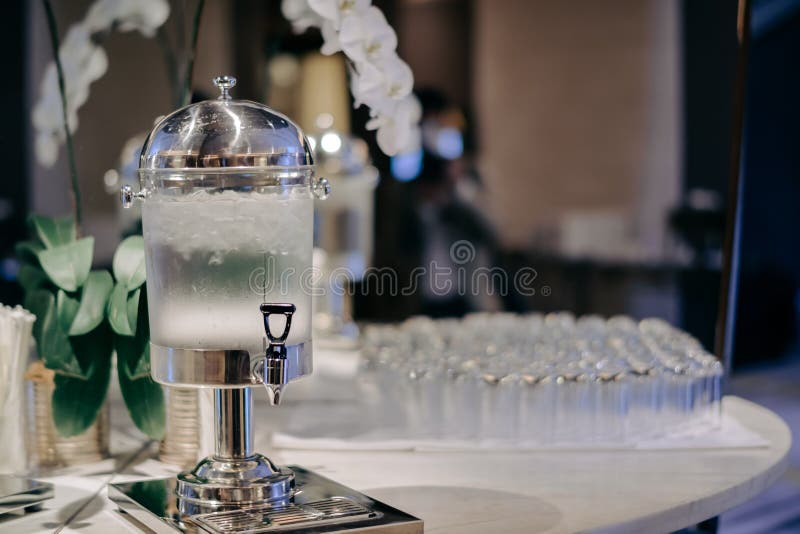 Drinking Water Jar with Tap in the Hotel Stock Photo - Image of lemon ...