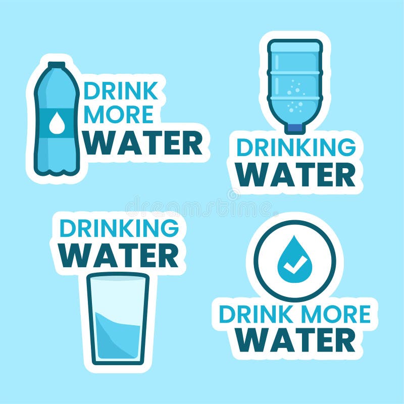 Drinking Water Label Flat Cartoon Hand Drawn Templates Background ...