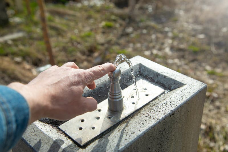 Drinking Water from a Pipe. Clean Spring Water Stock Illustration ...