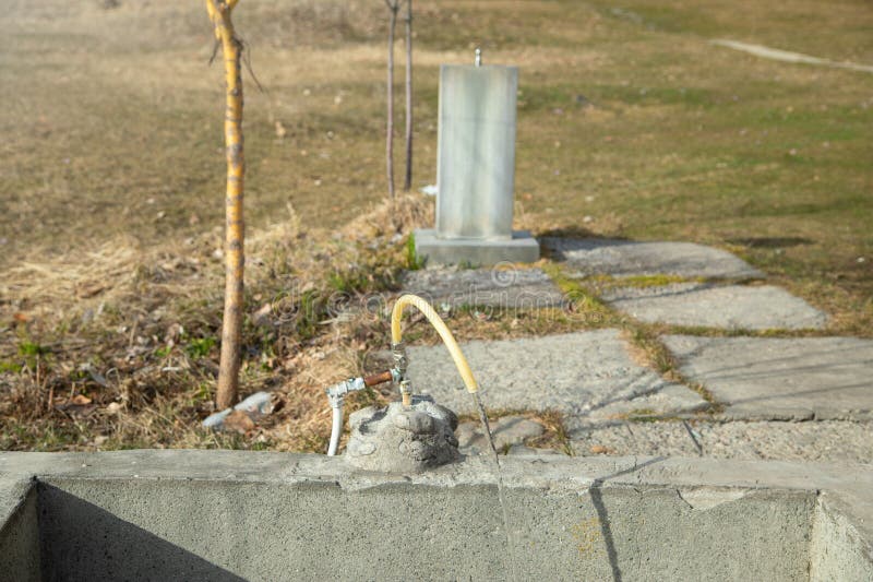 Drinking Water from a Pipe. Clean Spring Water Stock Illustration ...
