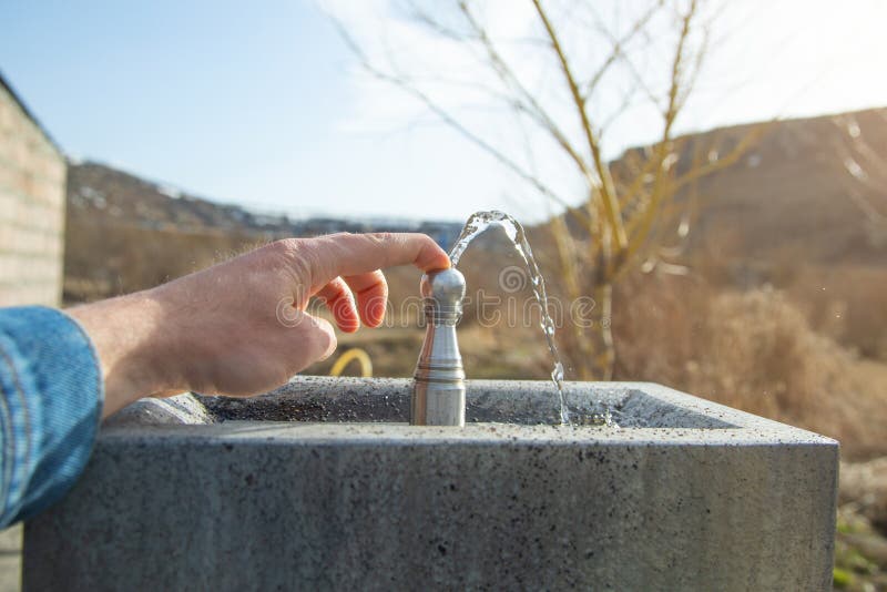 Drinking Water from a Pipe. Clean Spring Water Stock Illustration ...