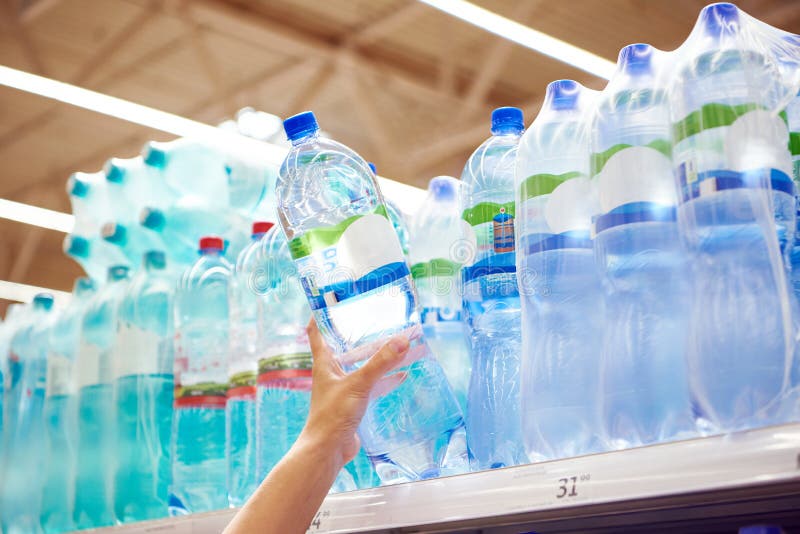Drinking Water in Hand at Shop Stock Image - Image of consumer, natural ...