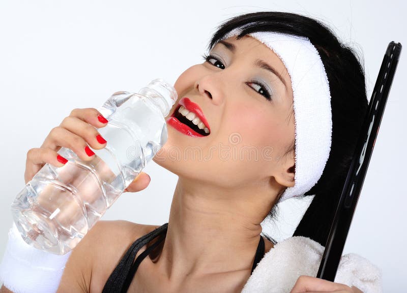 Drinking Water after Playing Squash Stock Image - Image of activity ...