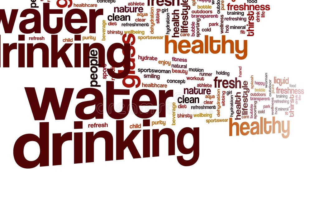 Drinking water word cloud stock photo. Image of sport - 155270902