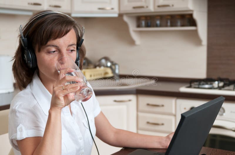 A Glass of Drinking Water on Office Desk Stock Image - Image of hand ...