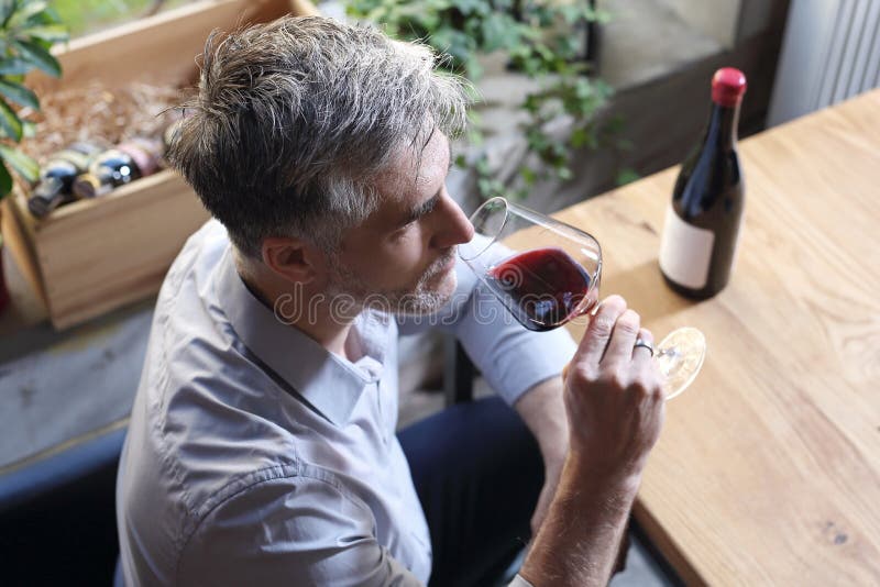 Drinking Wine Man Drinking Wine. Stock Photo - Image of cellar ...